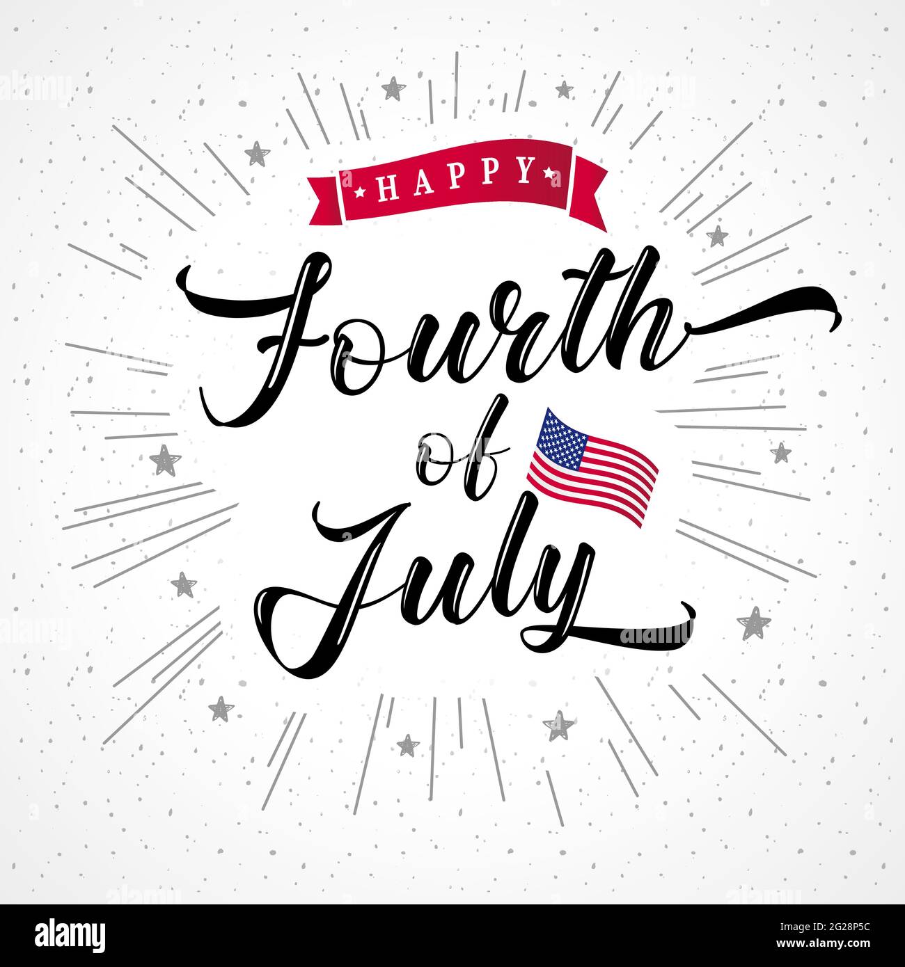 Fourth of July vector hand inscription for greeting card or banner ...