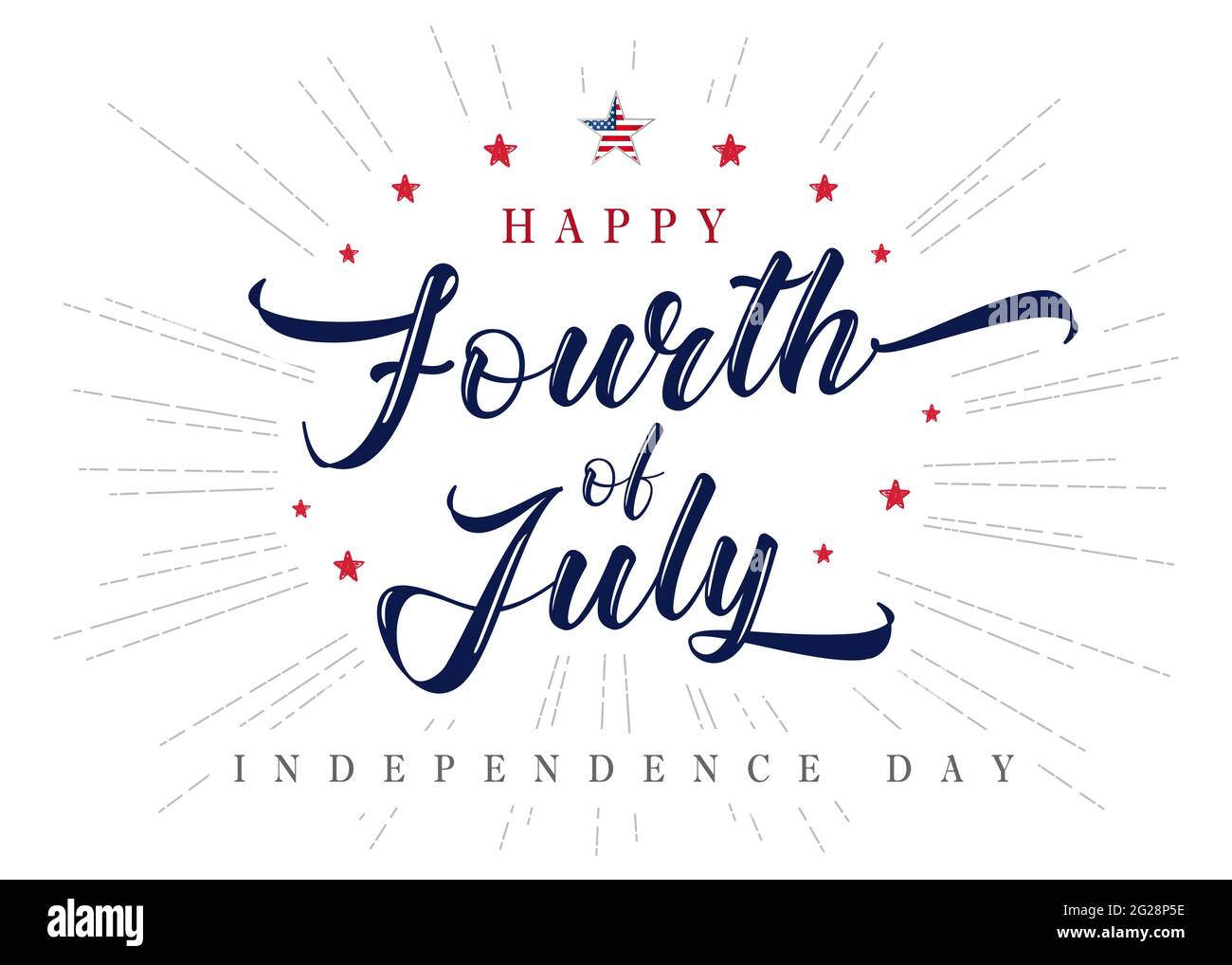 Fourth of July vector hand inscription for greeting card or banner ...