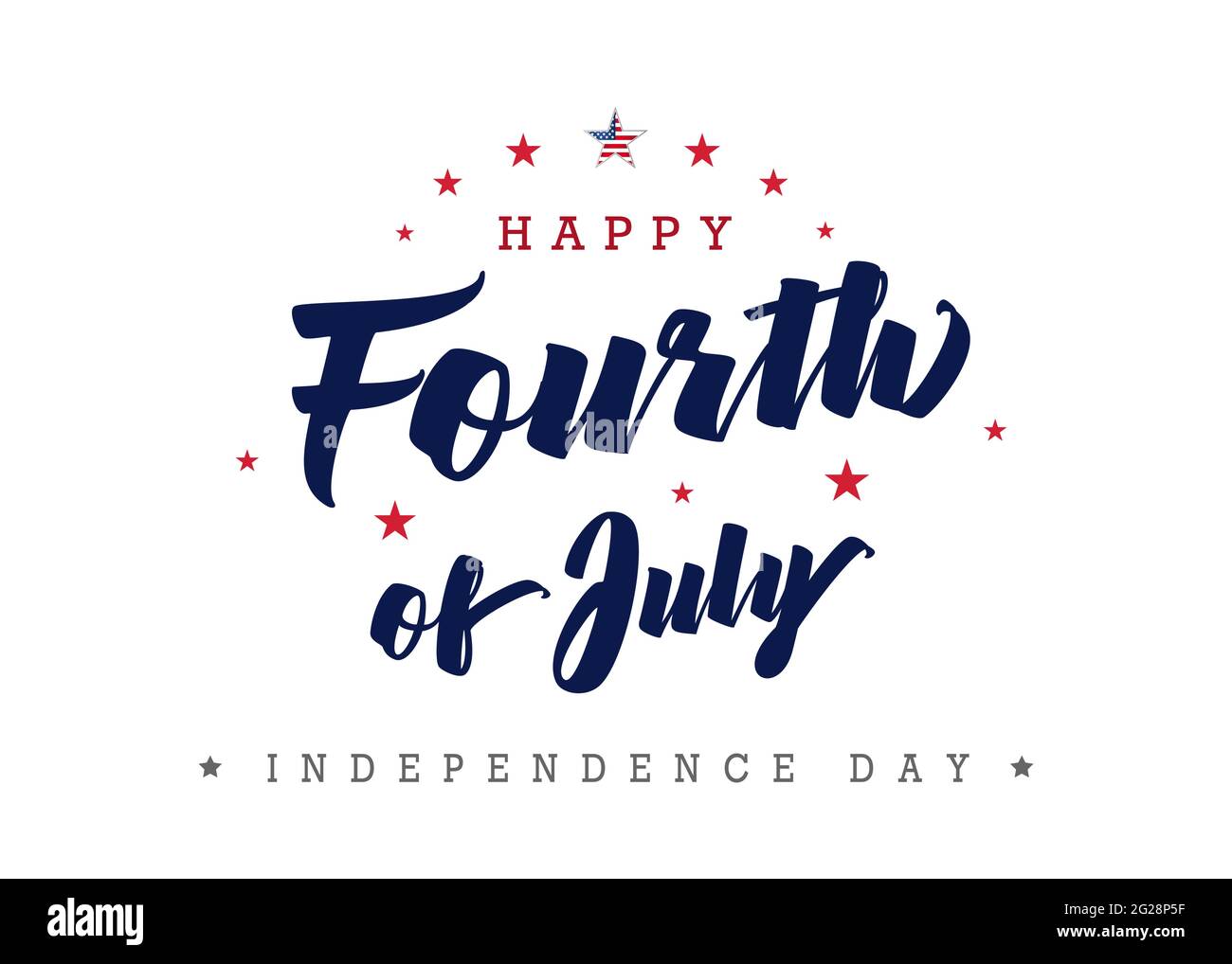 Fourth of July vector hand inscription for greeting card or banner ...