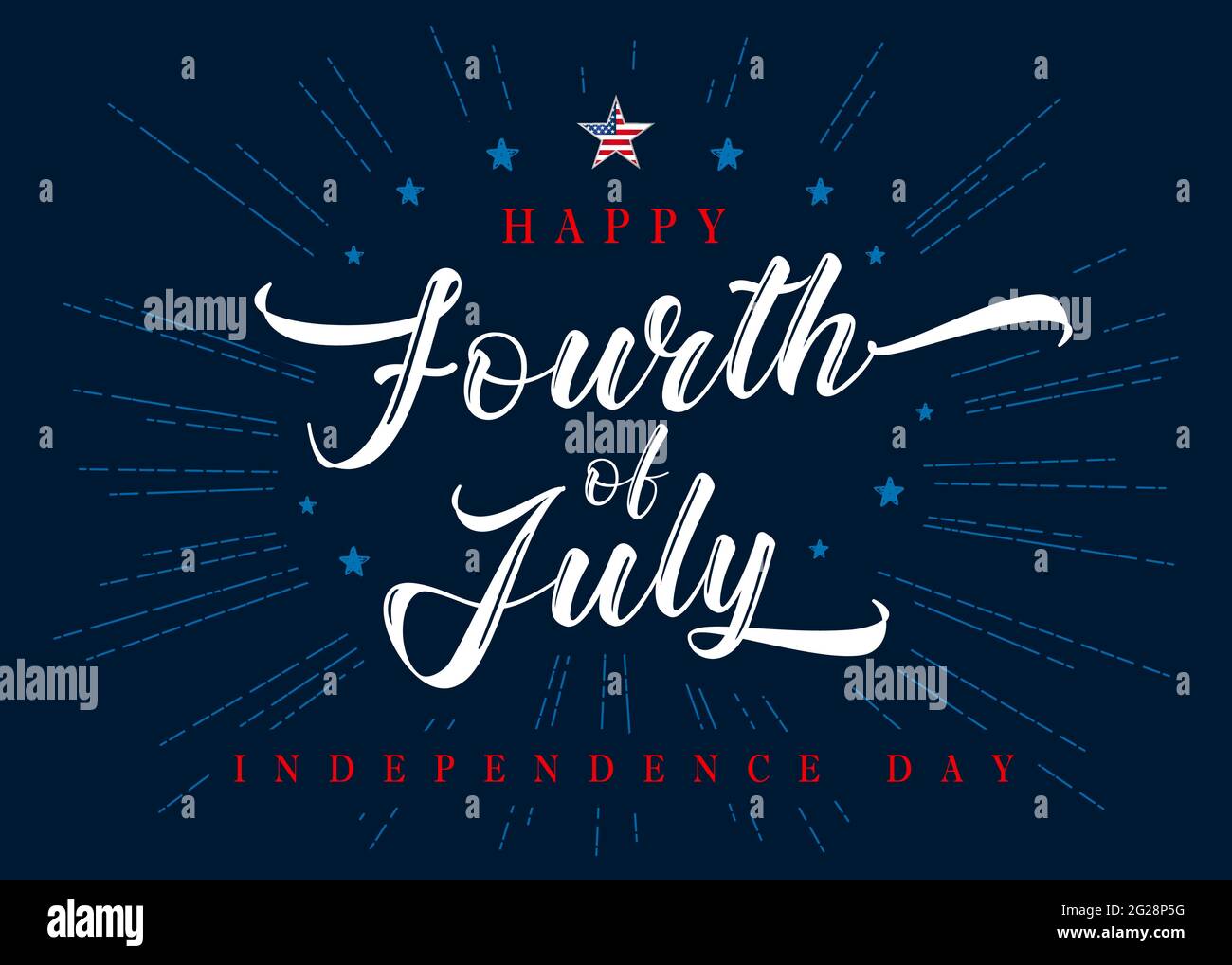 Fourth of July handwriting inscription for greeting card or banner ...