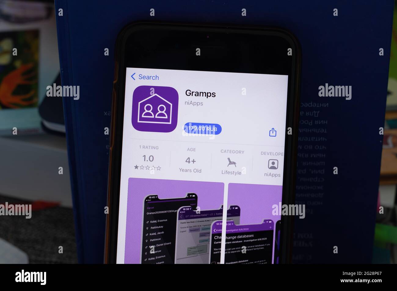 New York, USA - 1 June 2021: Gramps mobile app logo on phone screen ...