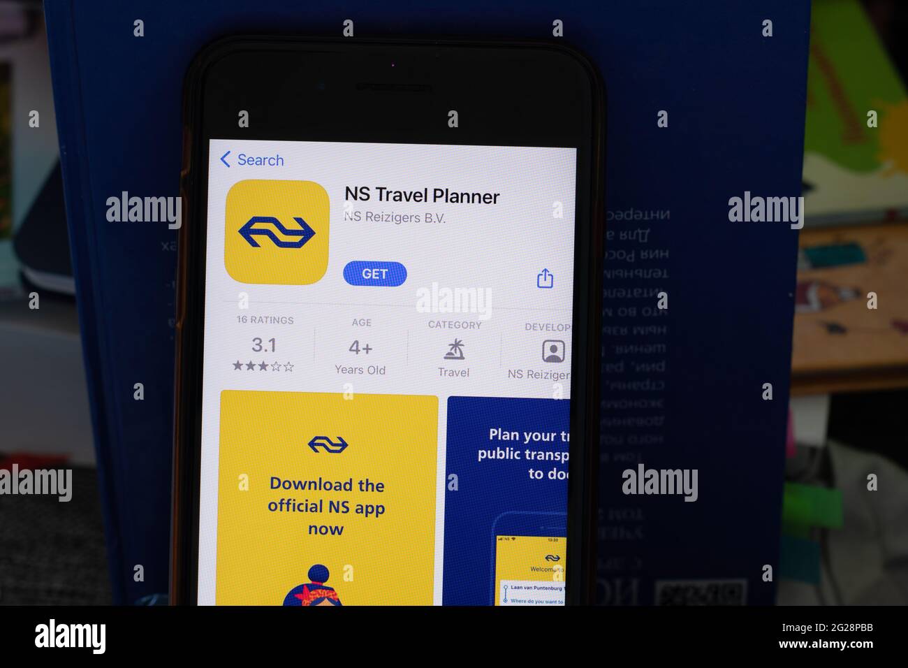 New York, USA - 1 June 2021: NS Travel Planner mobile app logo on phone ...