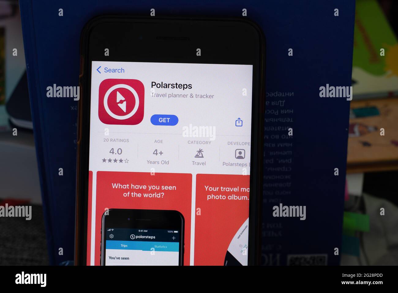 New York, USA - 1 June 2021: Polarsteps mobile app logo on phone screen ...