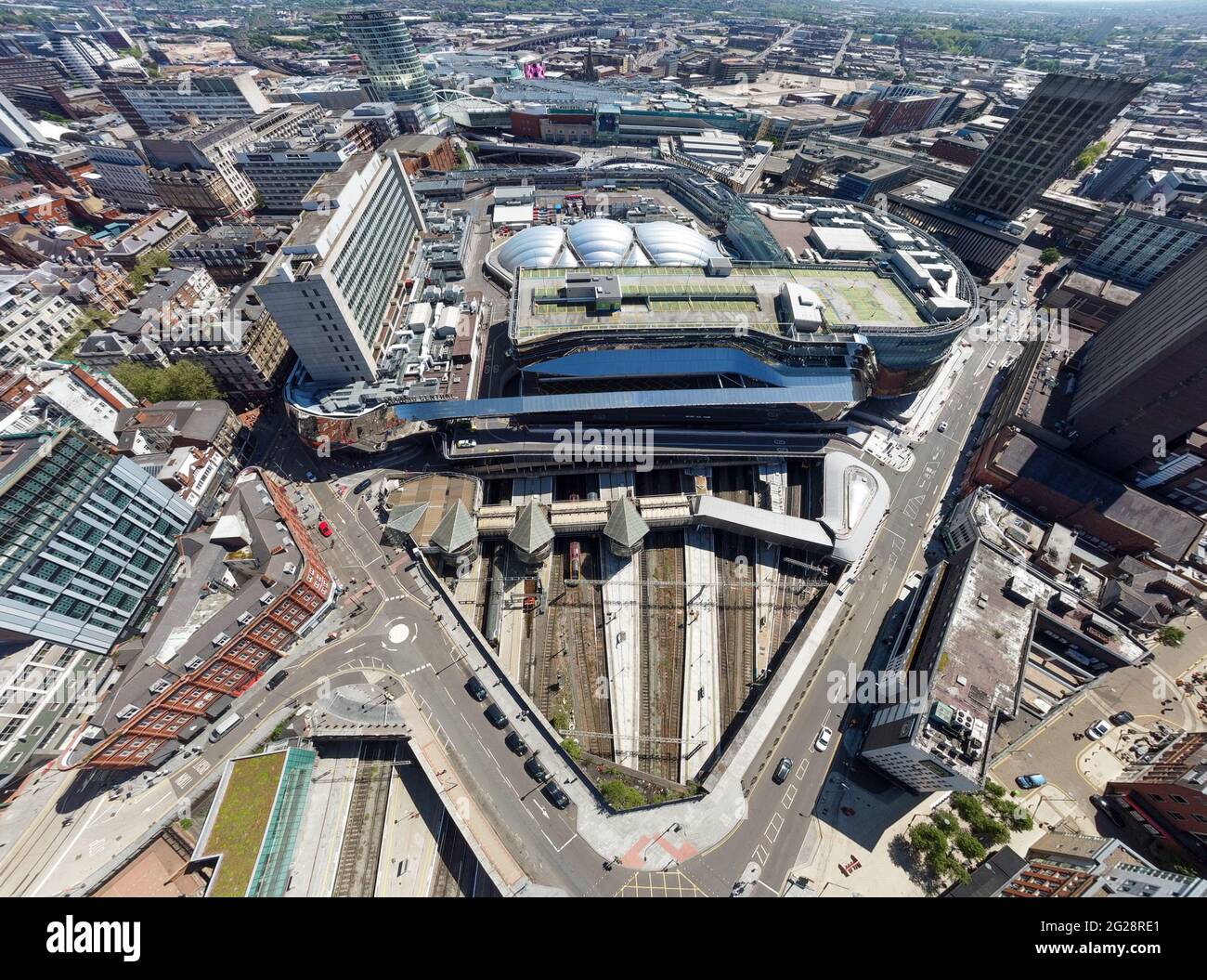 Birmingham New Street Grand Central Station England Aerial view of city ...