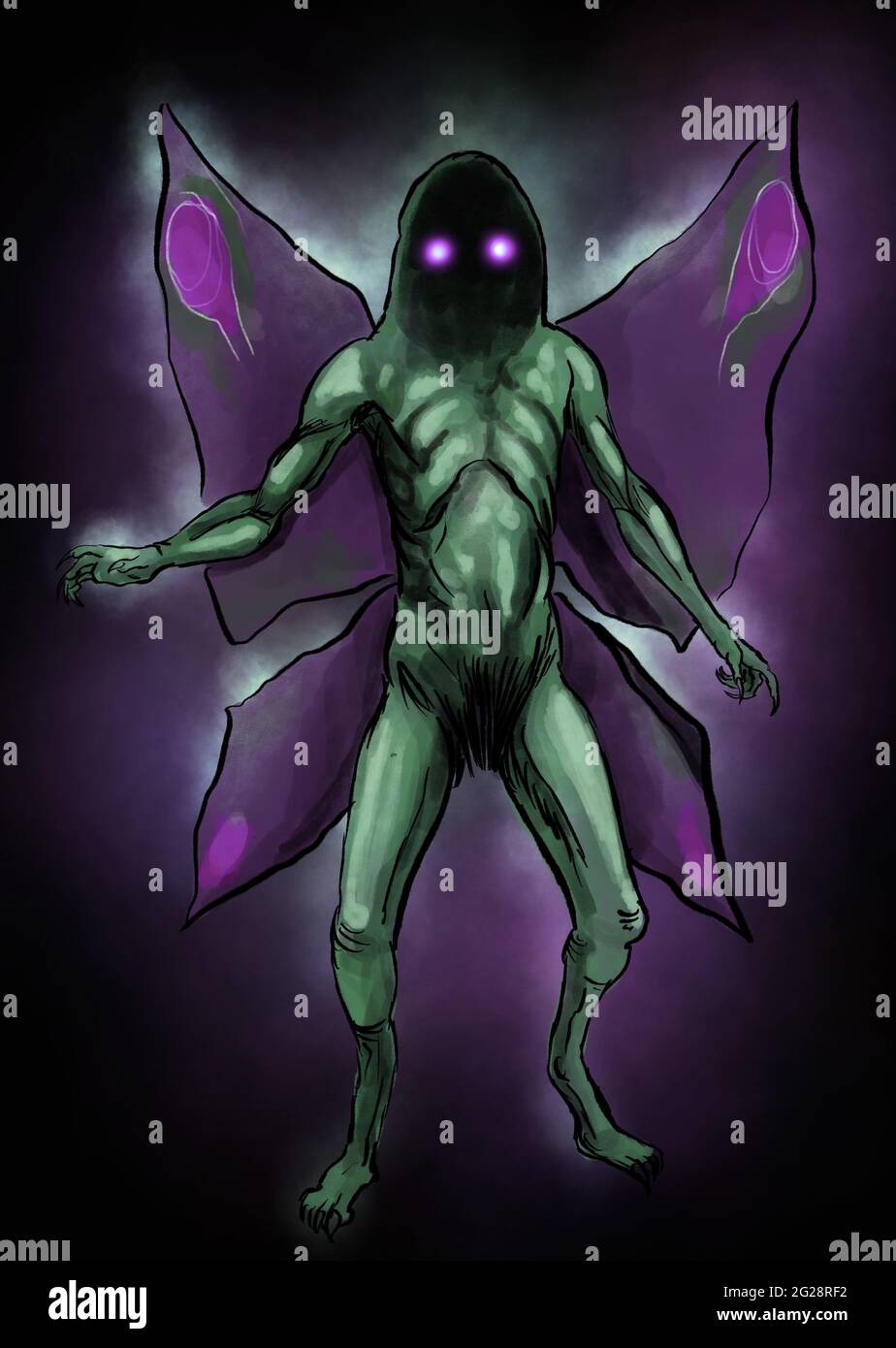 Illustration of the Mothman Stock Photo - Alamy