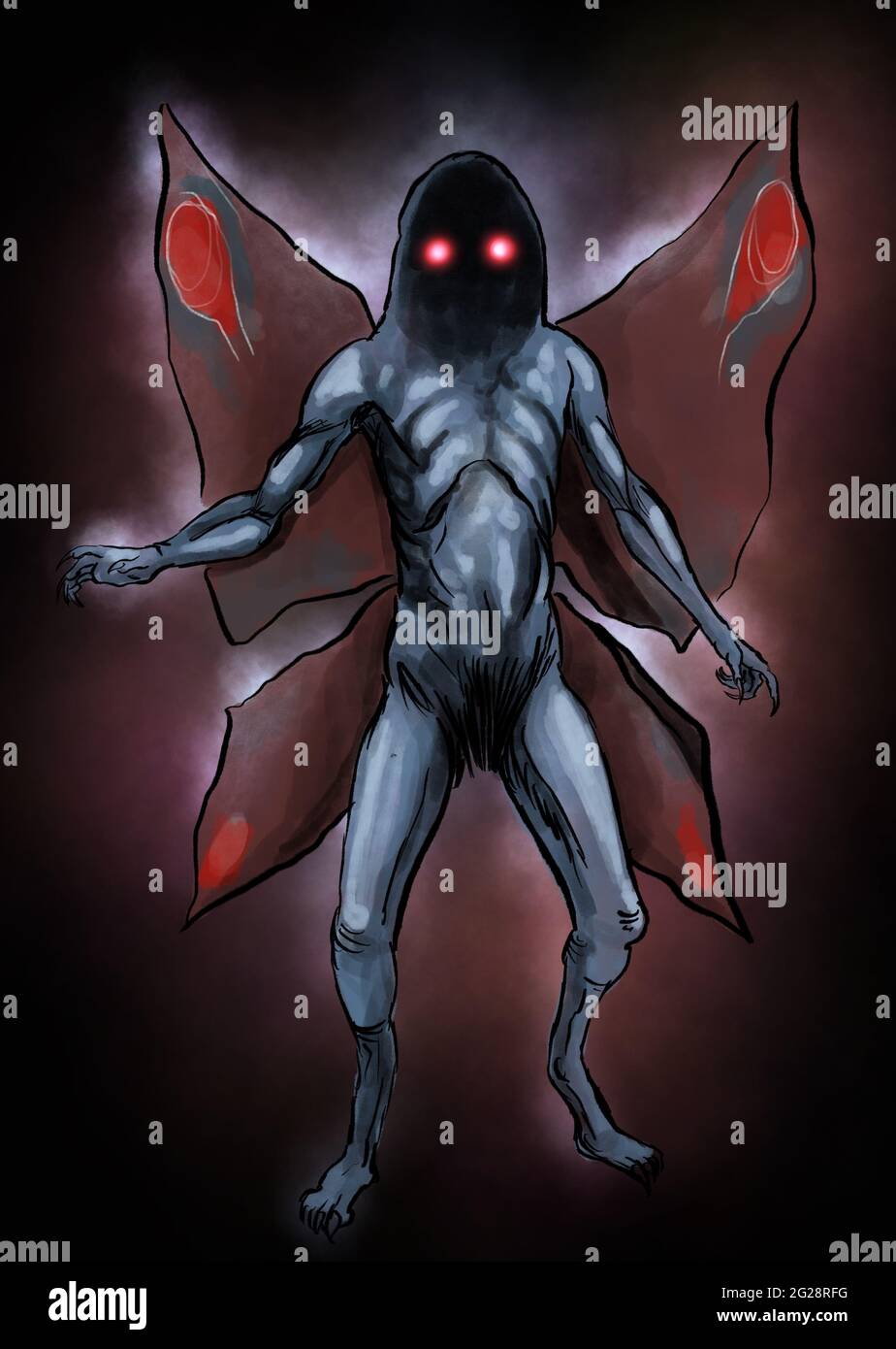 Illustration of the Mothman Stock Photo - Alamy