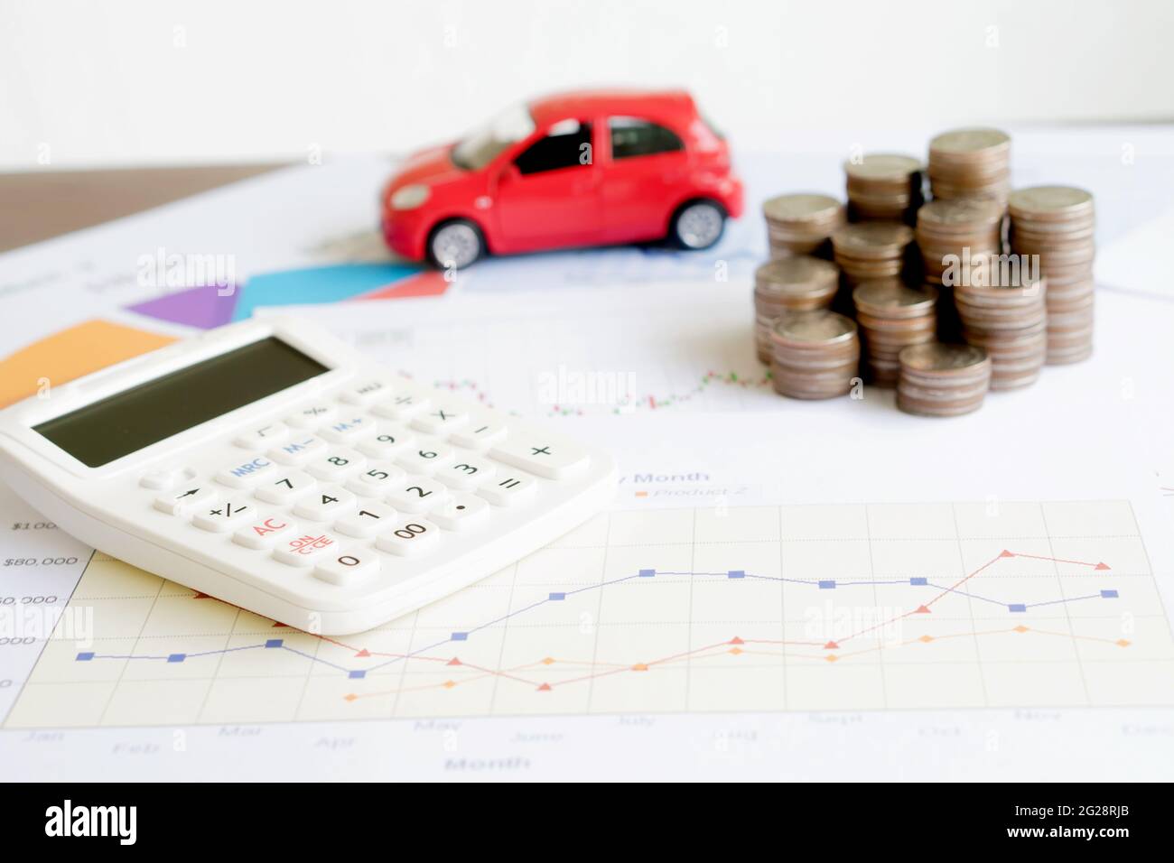 Car expenses calculate with notes and toy car Stock Photo - Alamy
