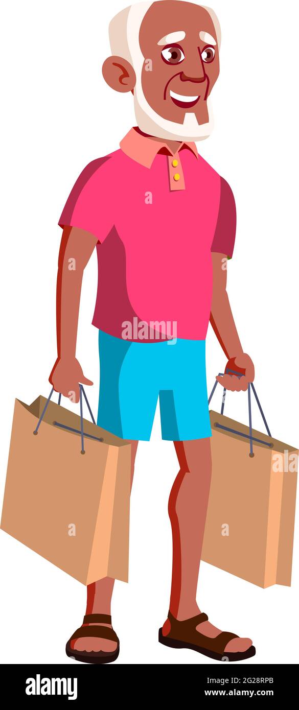 african old man shopping in mall cartoon vector Stock Vector Image ...