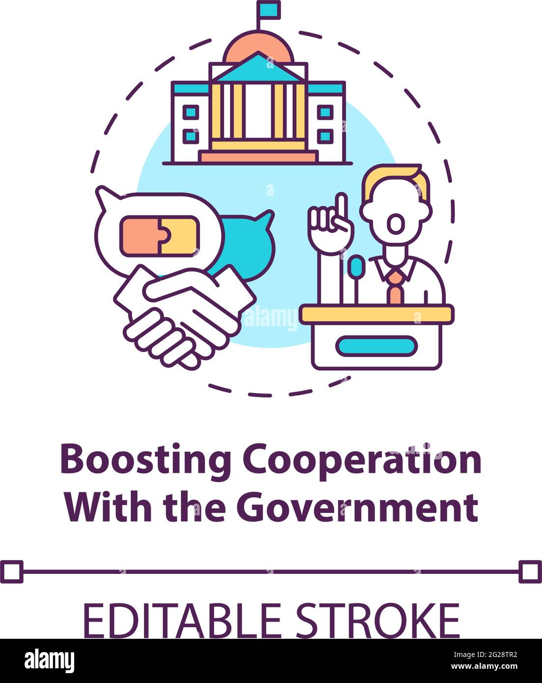 Boosting cooperation with government concept icon Stock Vector Image ...