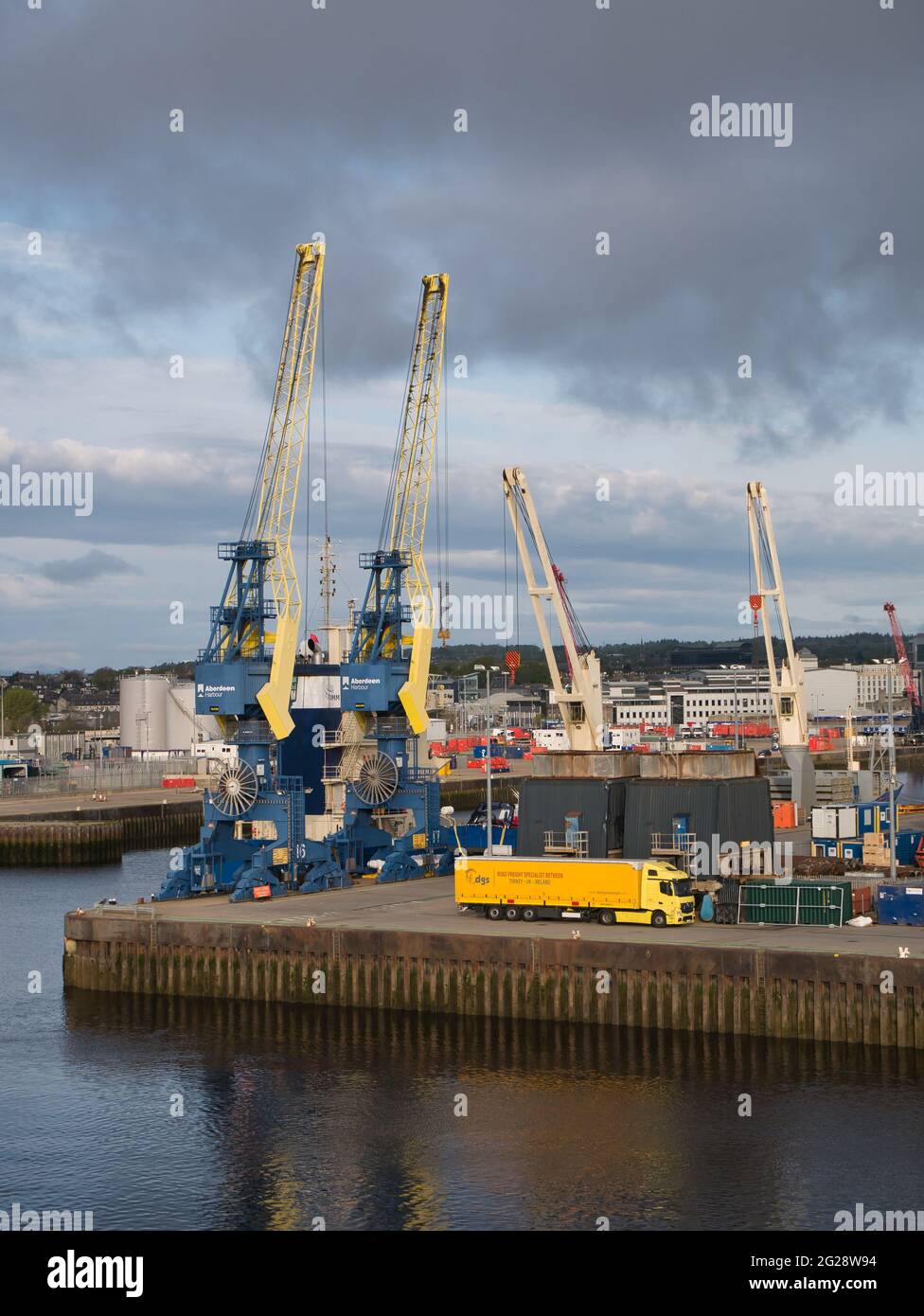 Two rail mounted, electric portal cranes at Atlantic Wharf in the Port ...