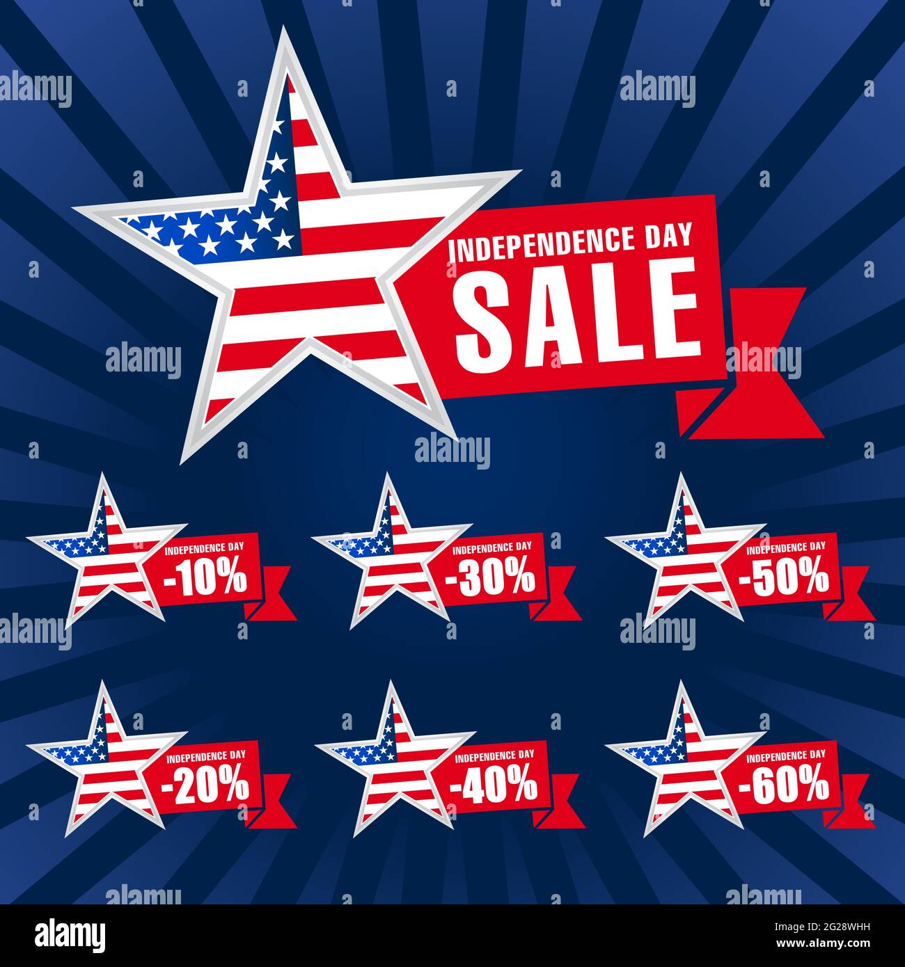 Special offer sale. Fourth of July USA, balloons & flag banner. United ...