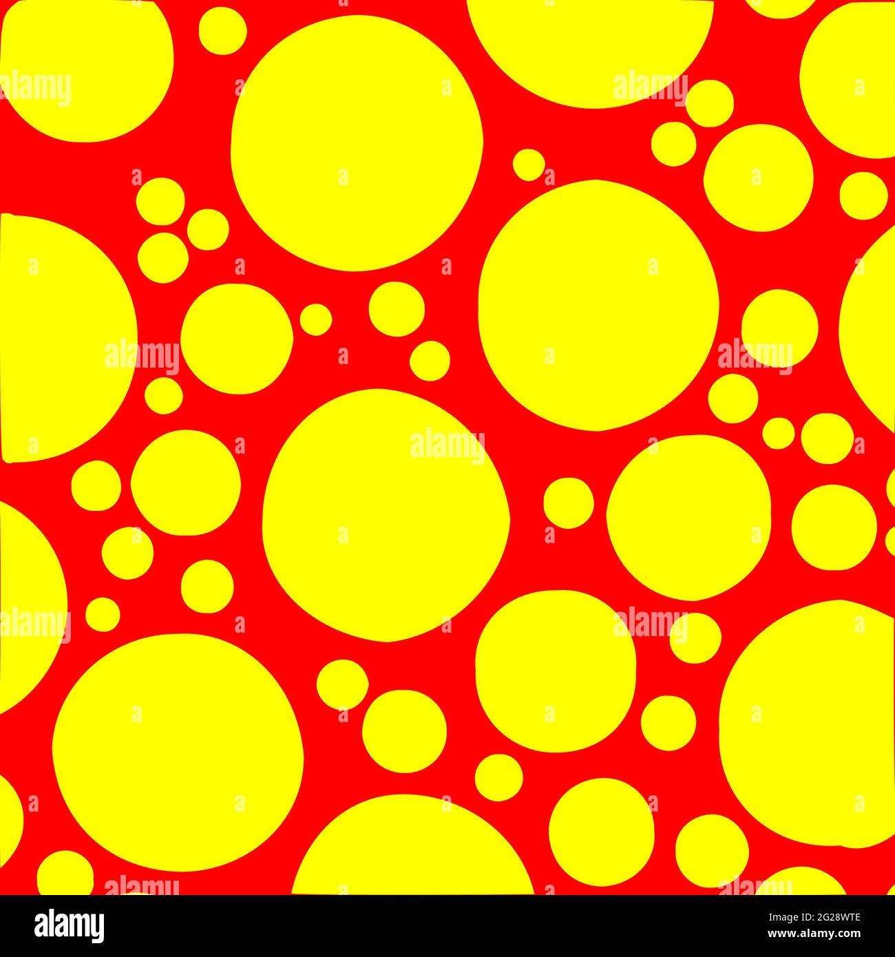 Pop-art random polka dots, circles pattern. Red and yellow, duotone ...