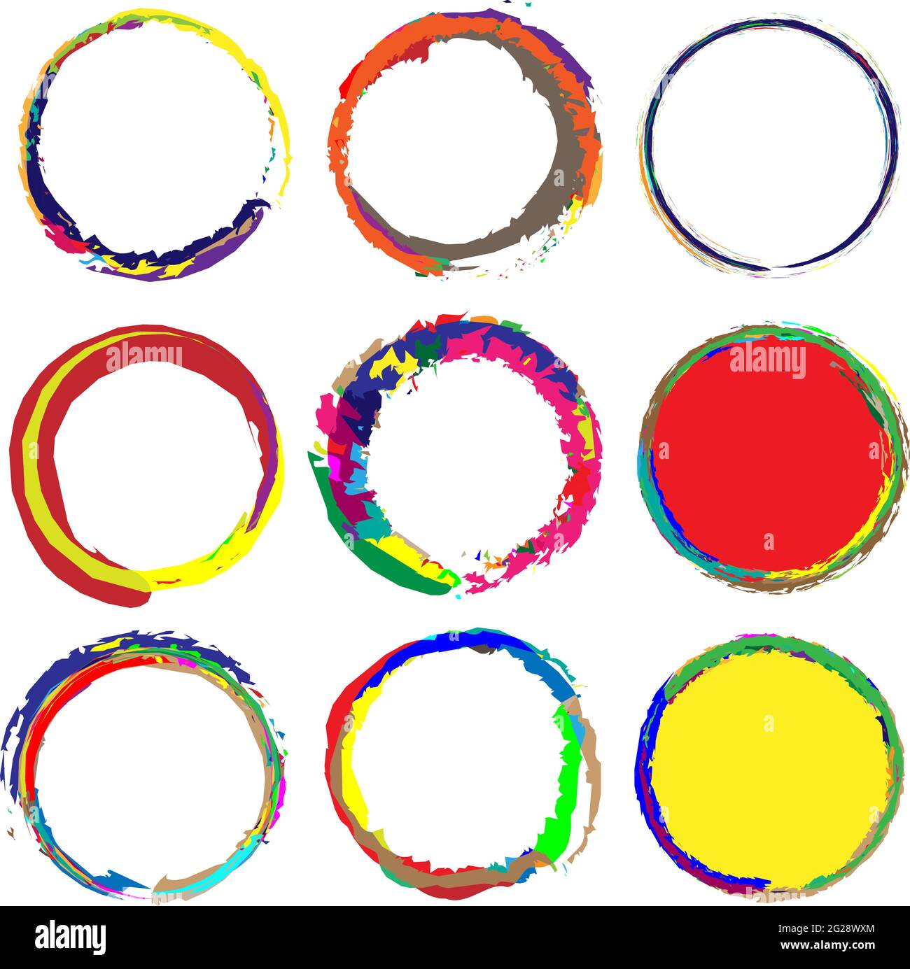 Grungy, textured circle element set. Grunge circles – Stock vector ...
