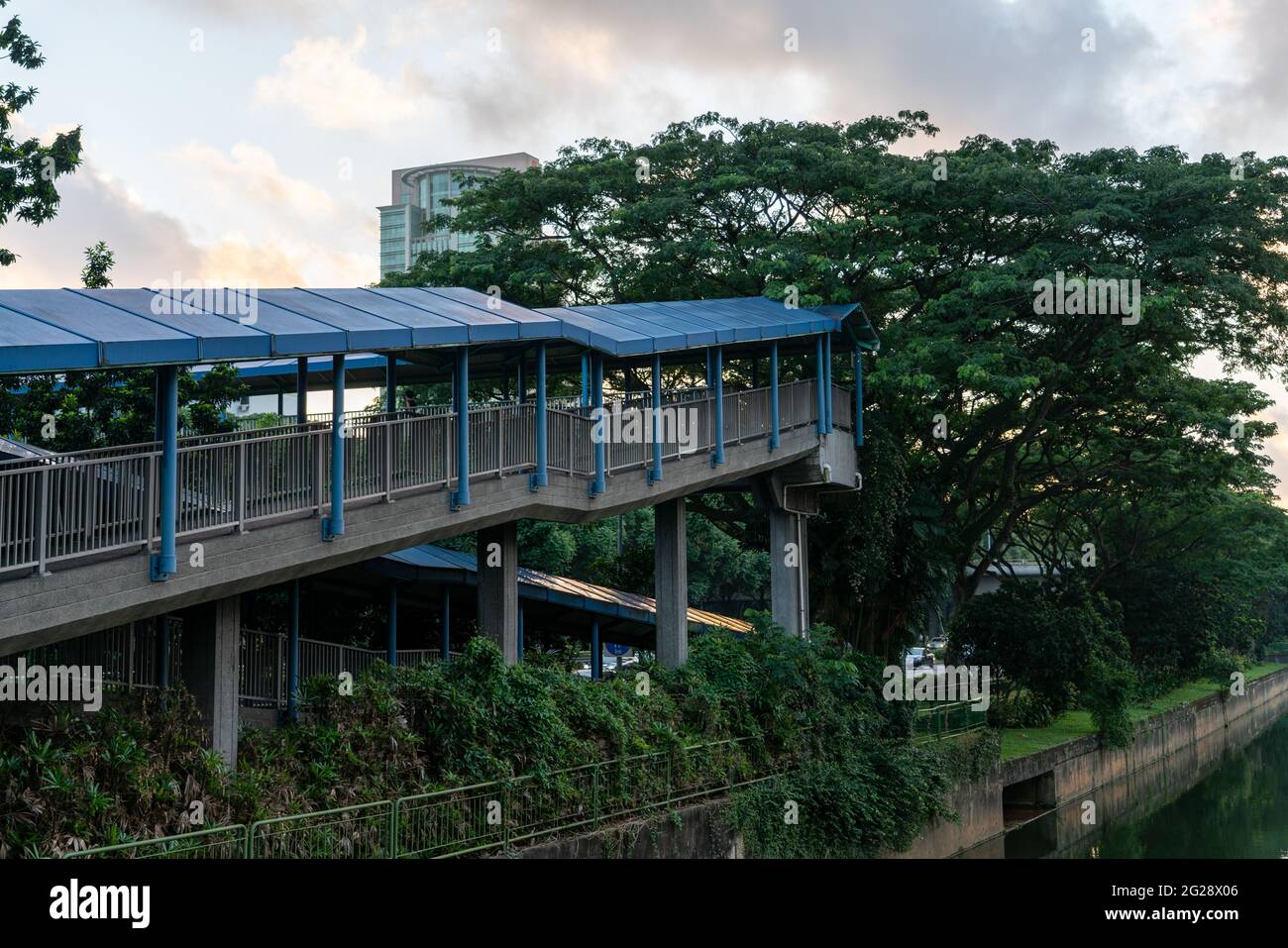Singapore Pedestrian Overhead bridge , PIE Stock Photo - Alamy