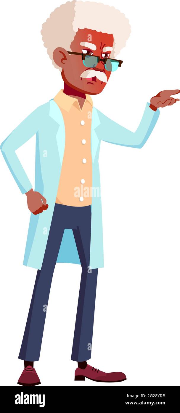 old man scientist screaming at laboratory assistant cartoon vector ...