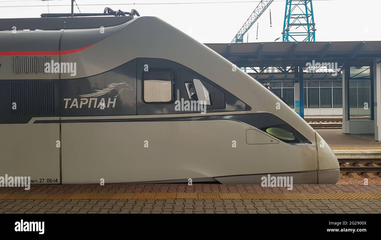 The high-speed passenger electric train Hyundai Rotem Tarpan HRCS2 ...