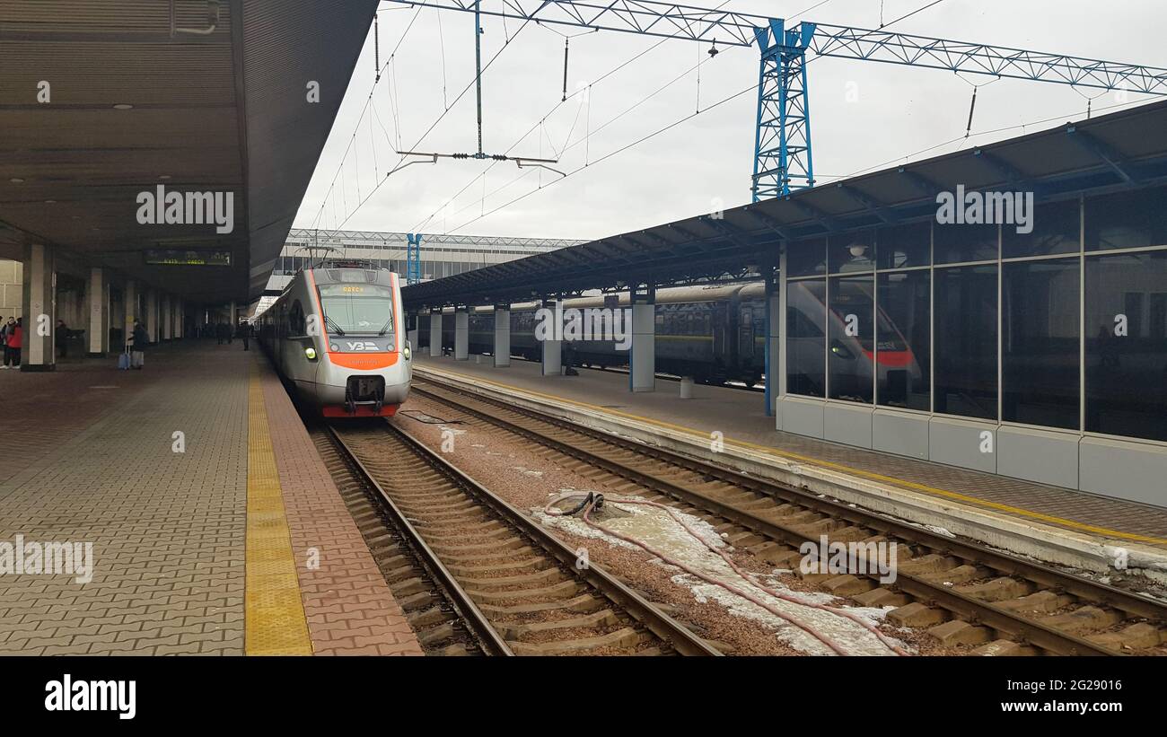 The high-speed passenger electric train Hyundai Rotem Tarpan HRCS2 ...