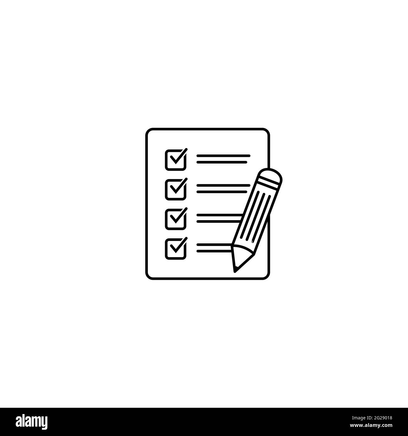 Checklist with pencil icon vector illustration. Test vector icon Stock ...