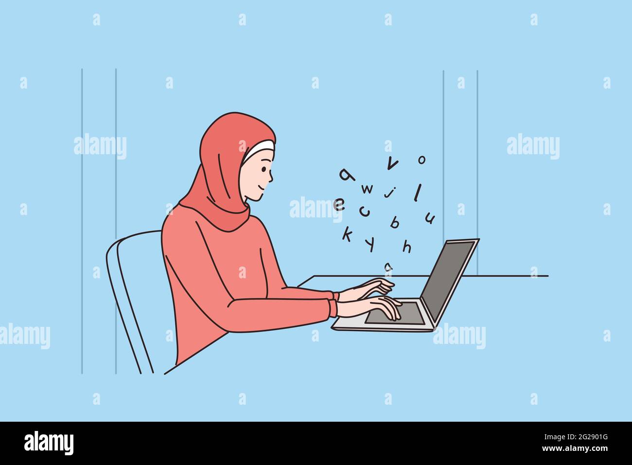 Sitting journalist typewriter working Stock Vector Images - Alamy