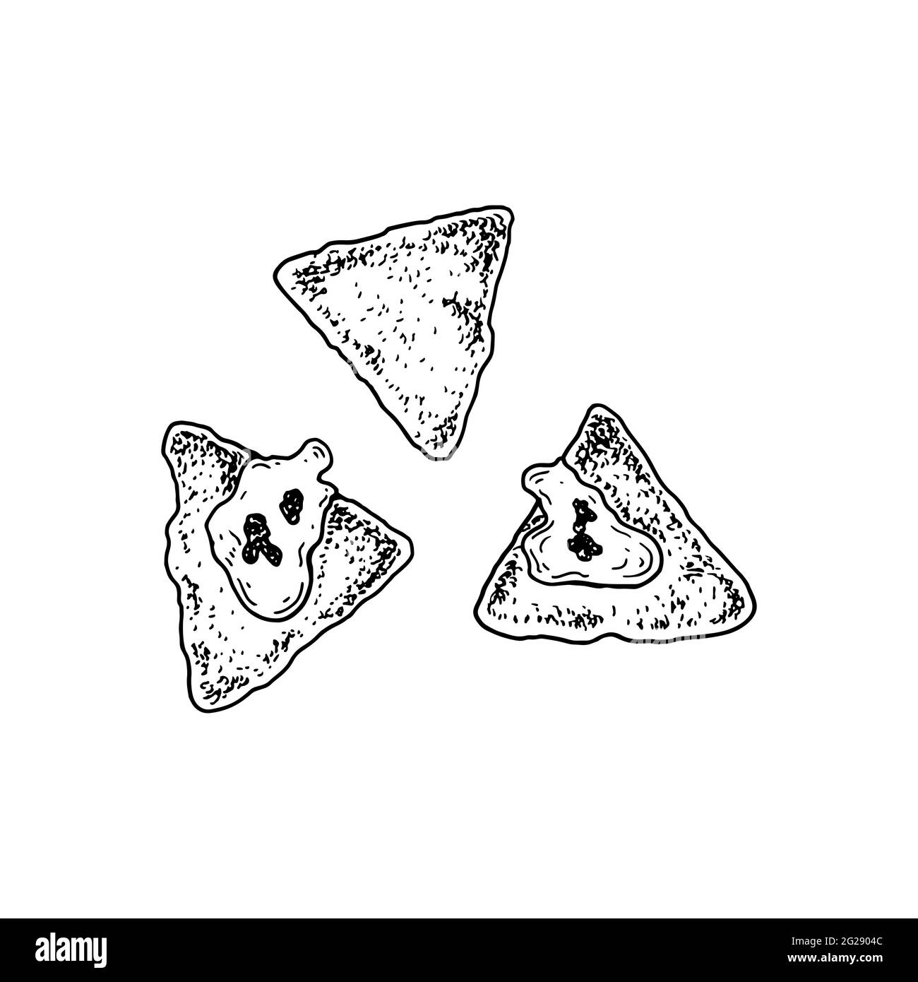 Set of hand drawn Mexican nachos. Vector illustration in sketch style ...