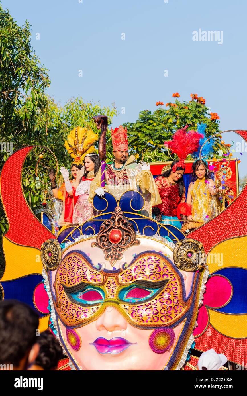 MARGAO, INDIA - Feb 13, 2021: Panaji Goa India, Feb 13 2021 Floats and ...
