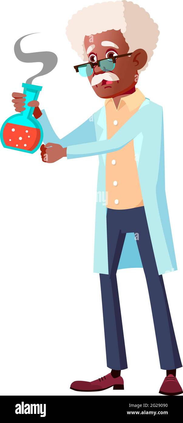 mature adult man scientist failing experiment in lab cartoon vector ...