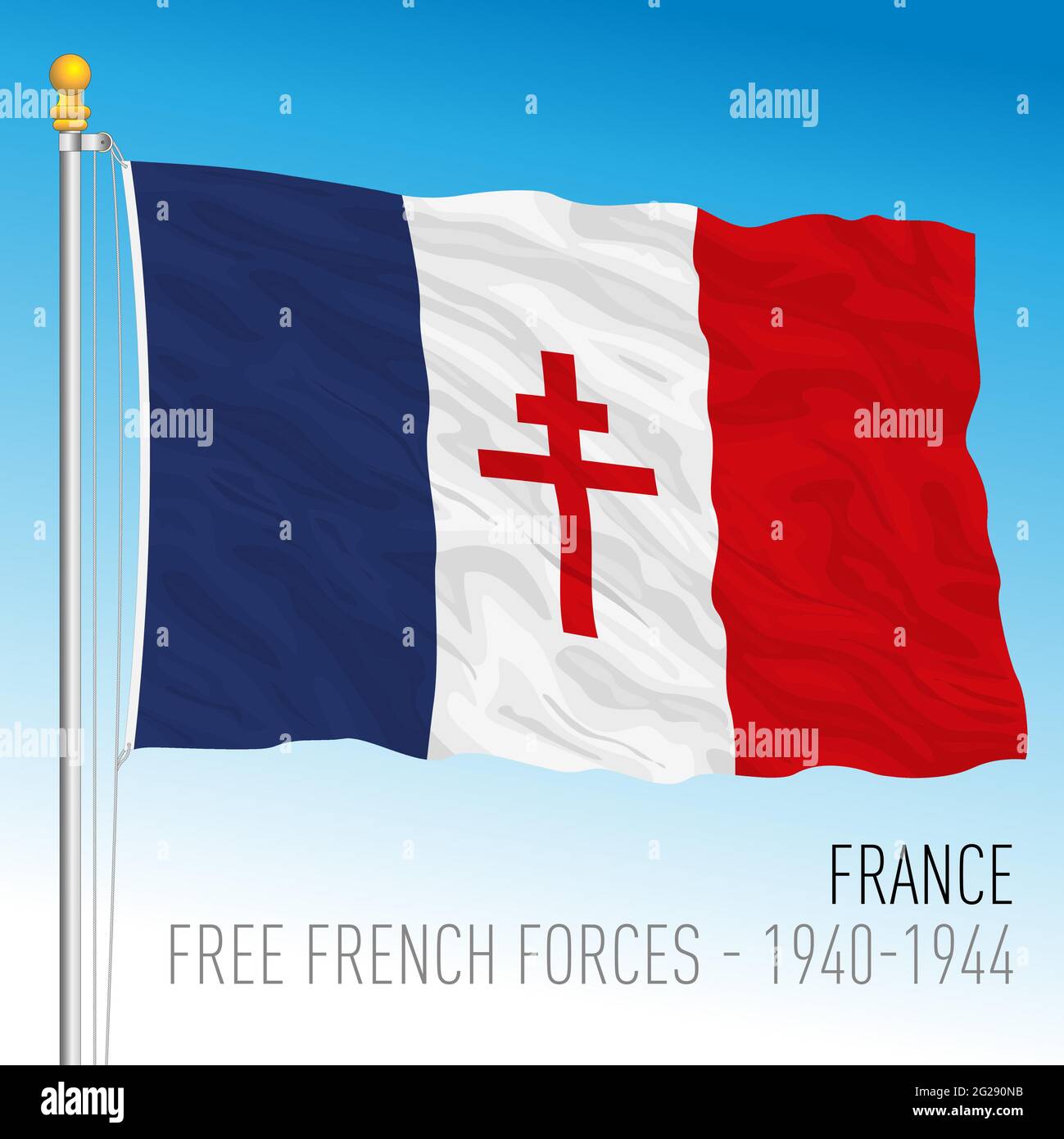 Free French Forces historical flag, France, vector illustration - 1940 ...