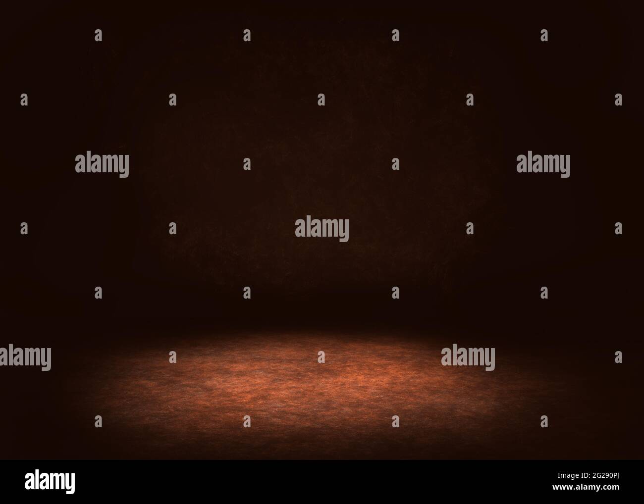 Grunge watercolor background of the room with orange lighting. Mandarin ...