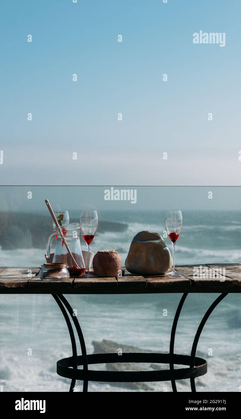 Beautiful shot of a cafe by the sea Stock Photo - Alamy