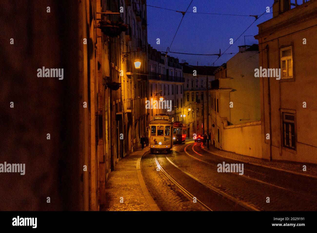Colorful street in Lisbon Stock Photo - Alamy
