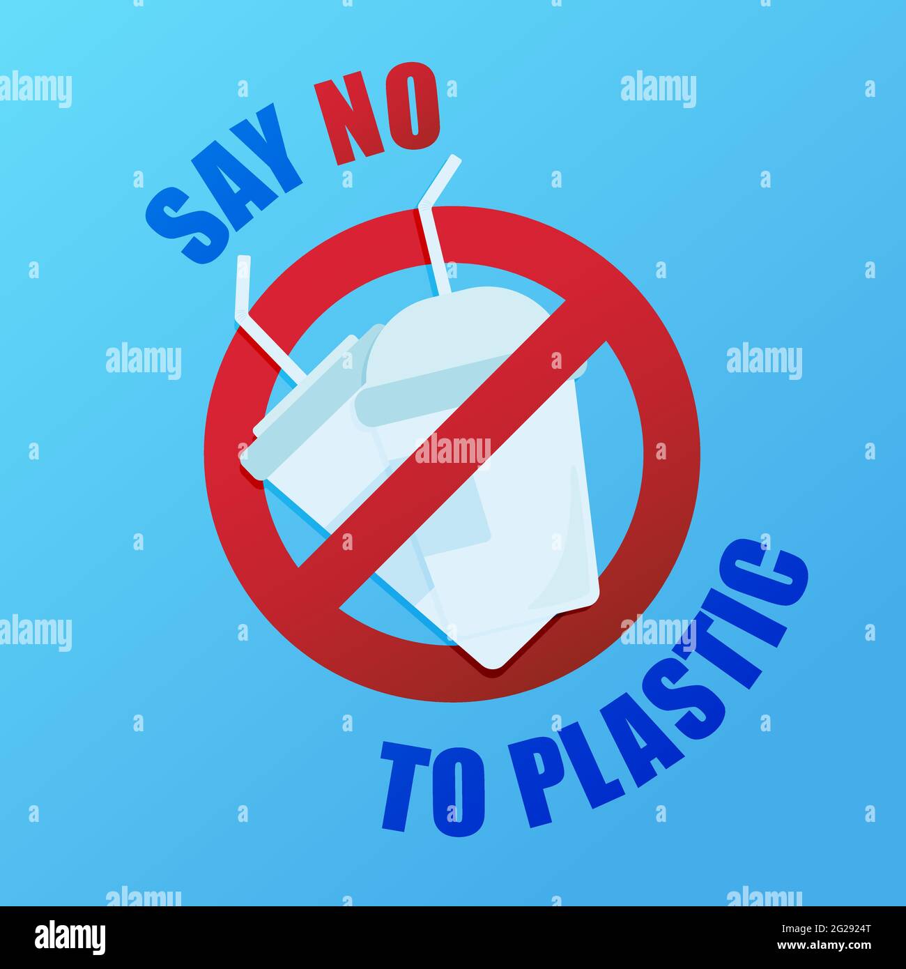 Stop plastic pollution. Save our Earth. Banner with red prohibition ...