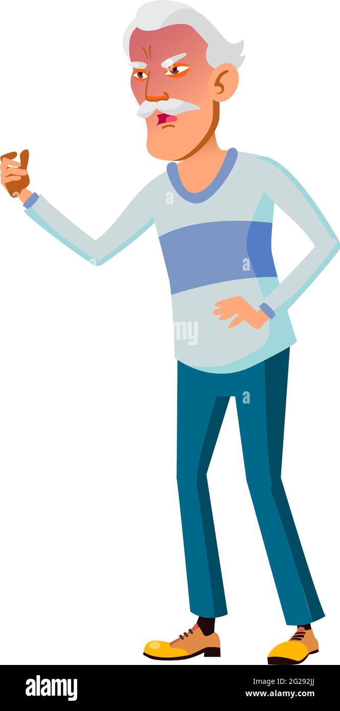 mad asian man pensioner shouting at driver on road cartoon vector Stock ...