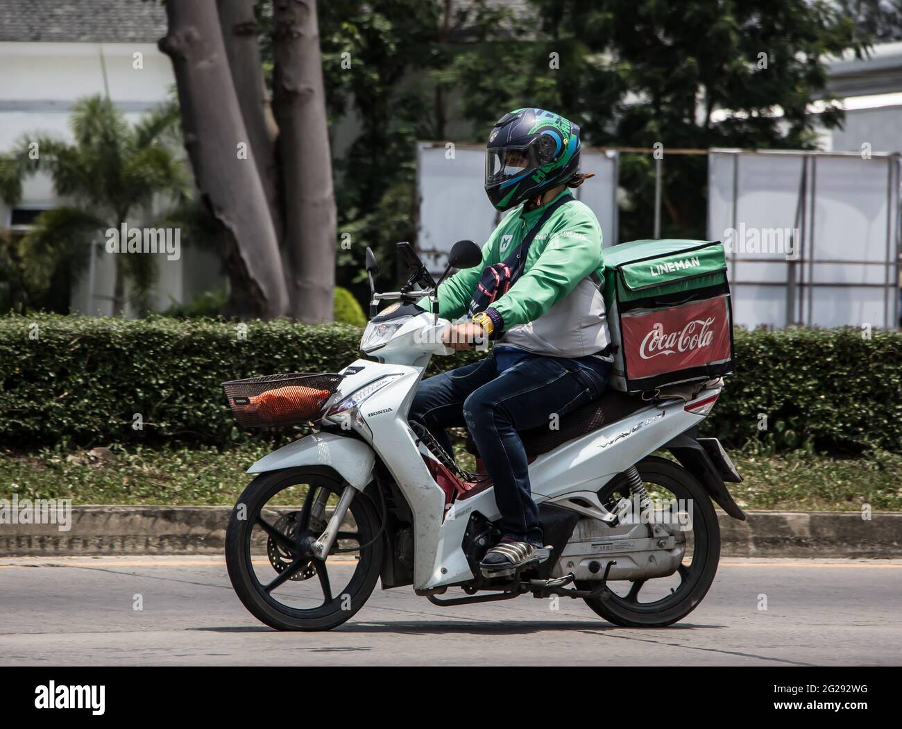 Chiangmai, Thailand -June 2 2021: Delivery service man ride a ...