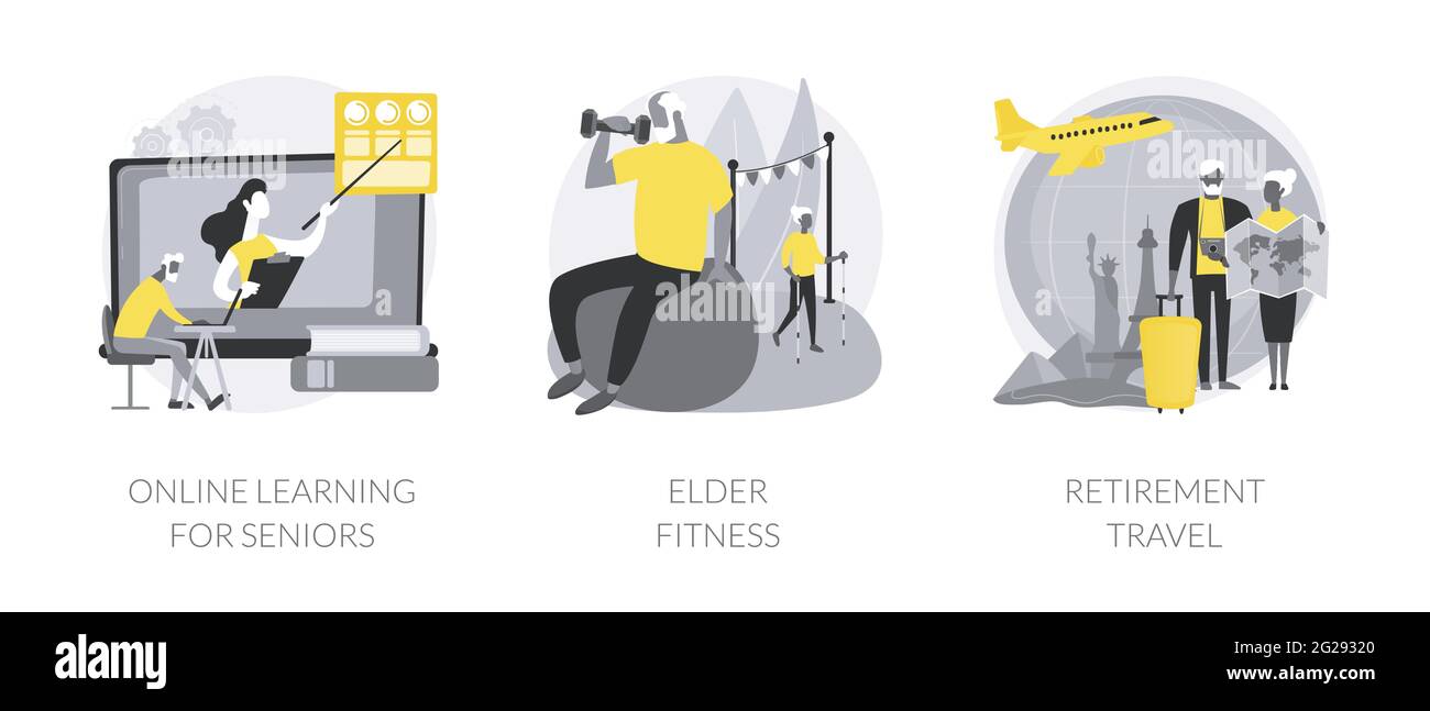 Elderly people lifestyle abstract concept vector illustrations Stock ...