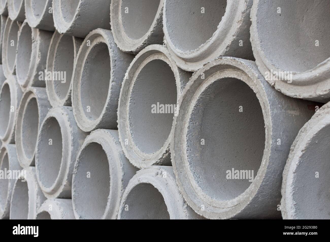 Cement pipes for construction water system Stock Photo - Alamy