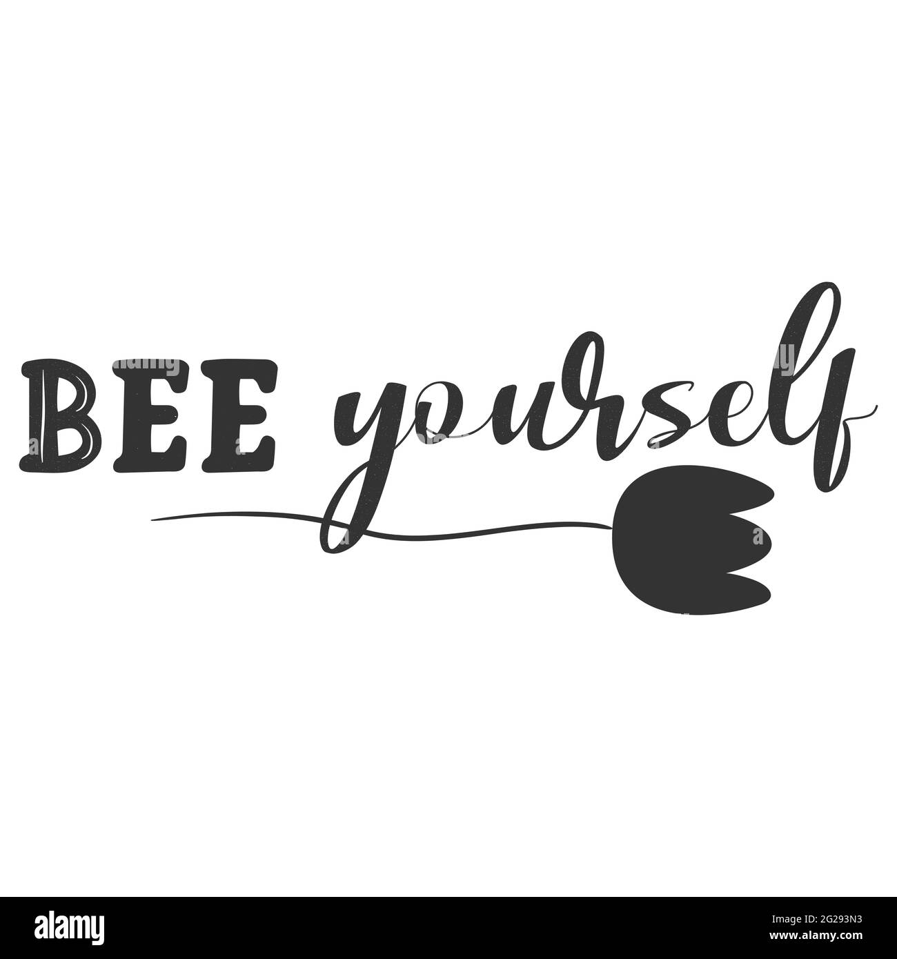 Cartoon bee yourself quote for concept design. Vector background Stock ...