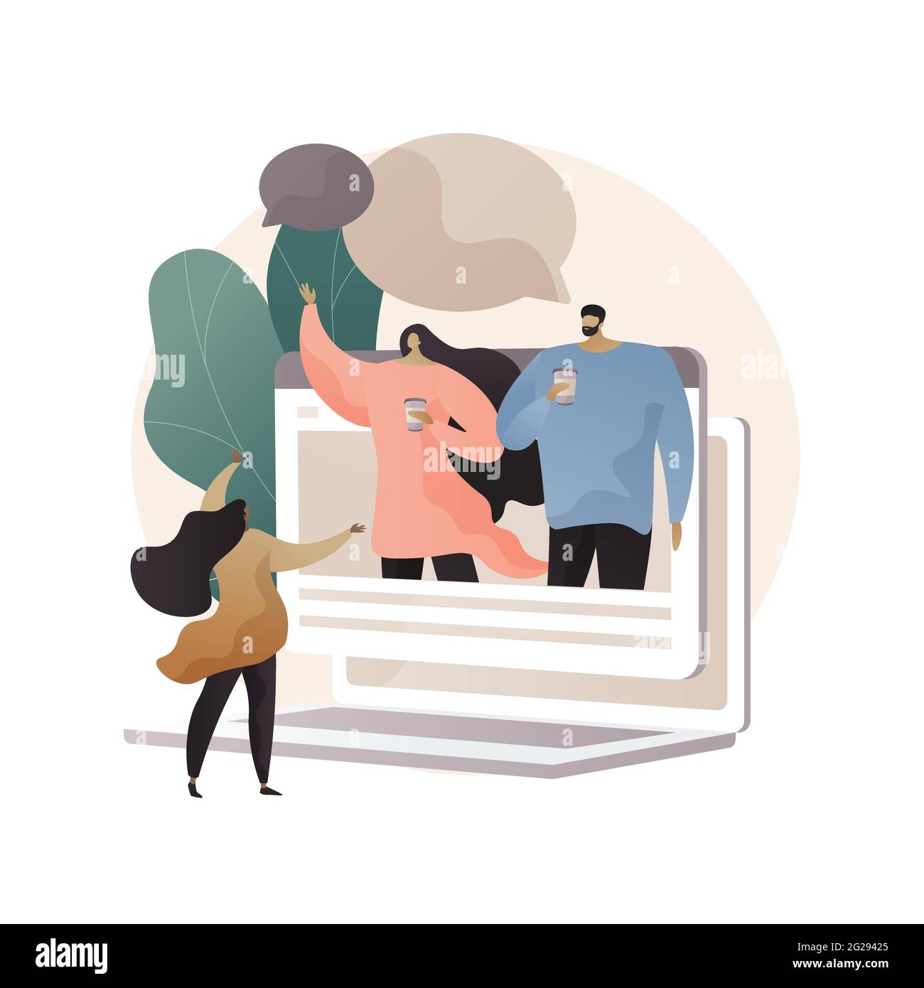 Online friends meeting abstract concept vector illustration Stock ...