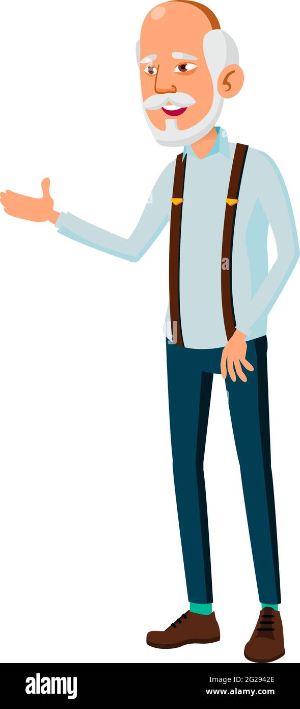 happiness mature adult man talking with sales manager in store cartoon ...