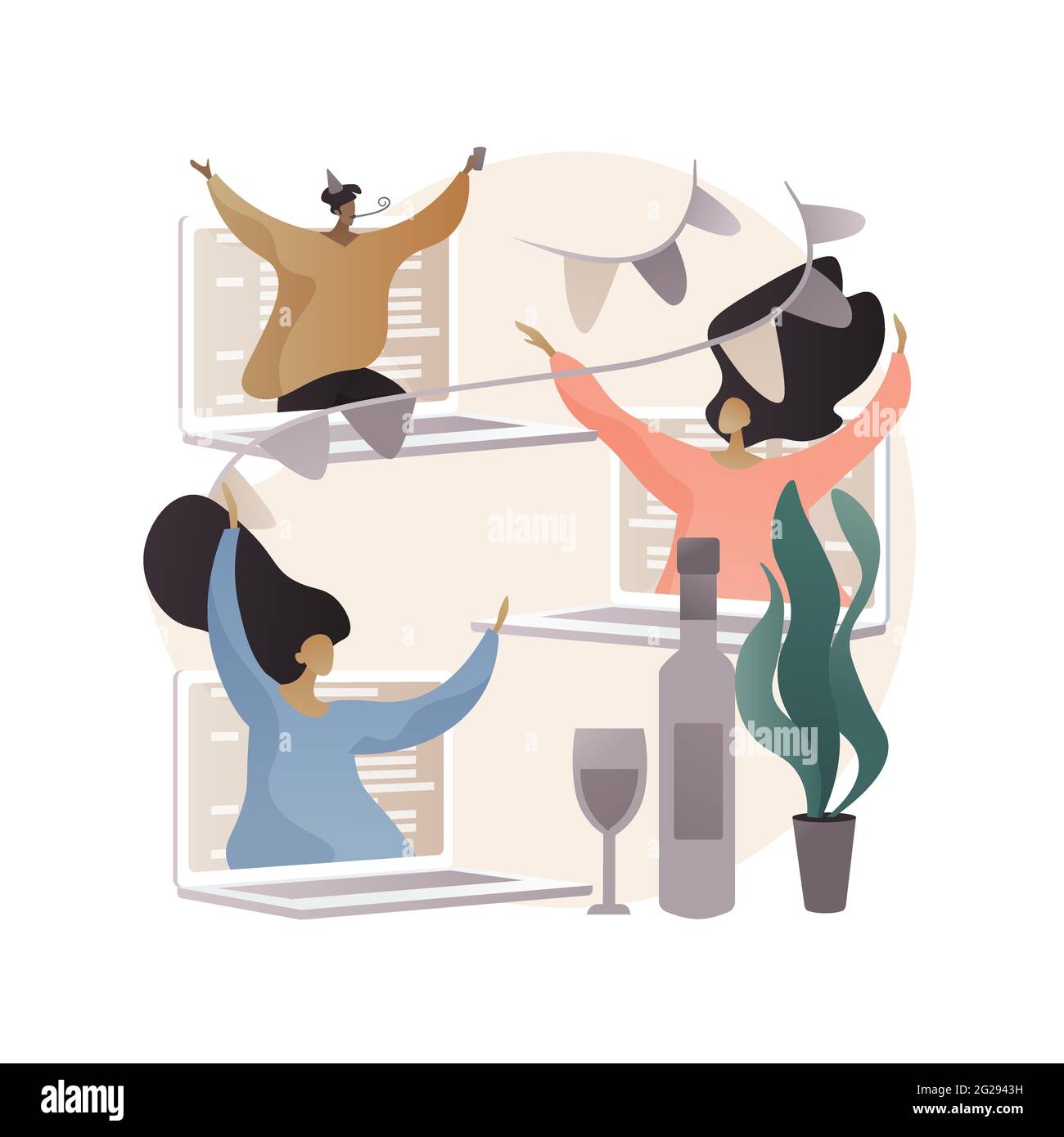 Self-isolation party abstract concept vector illustration Stock Vector ...