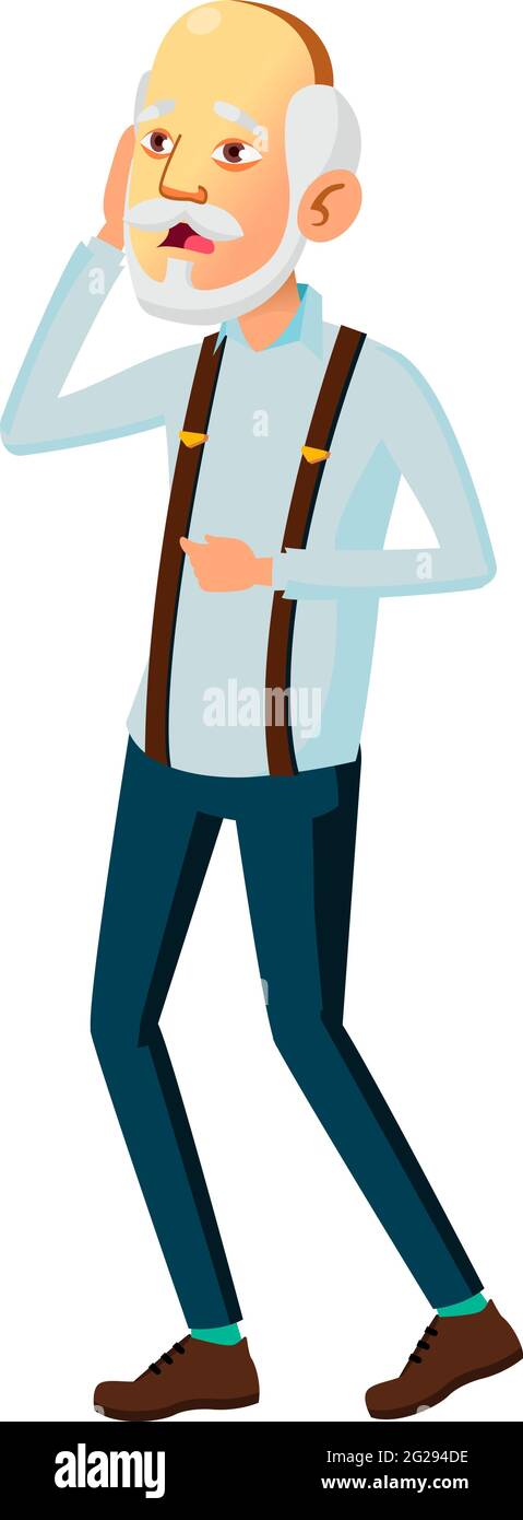 scared old man looking at falling tree in garden cartoon vector Stock ...