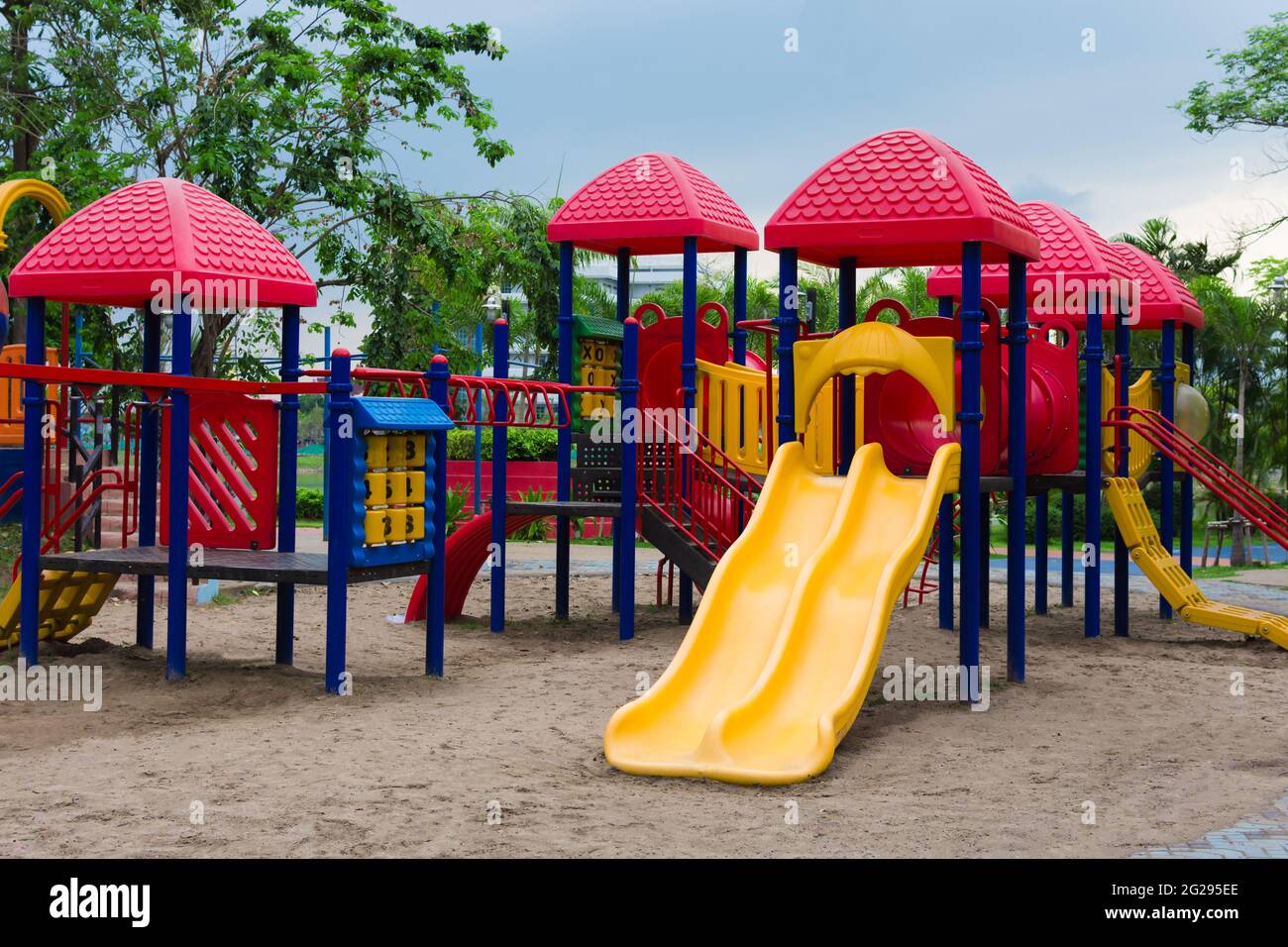 Outdoor player for children at playground in the park Stock Photo - Alamy