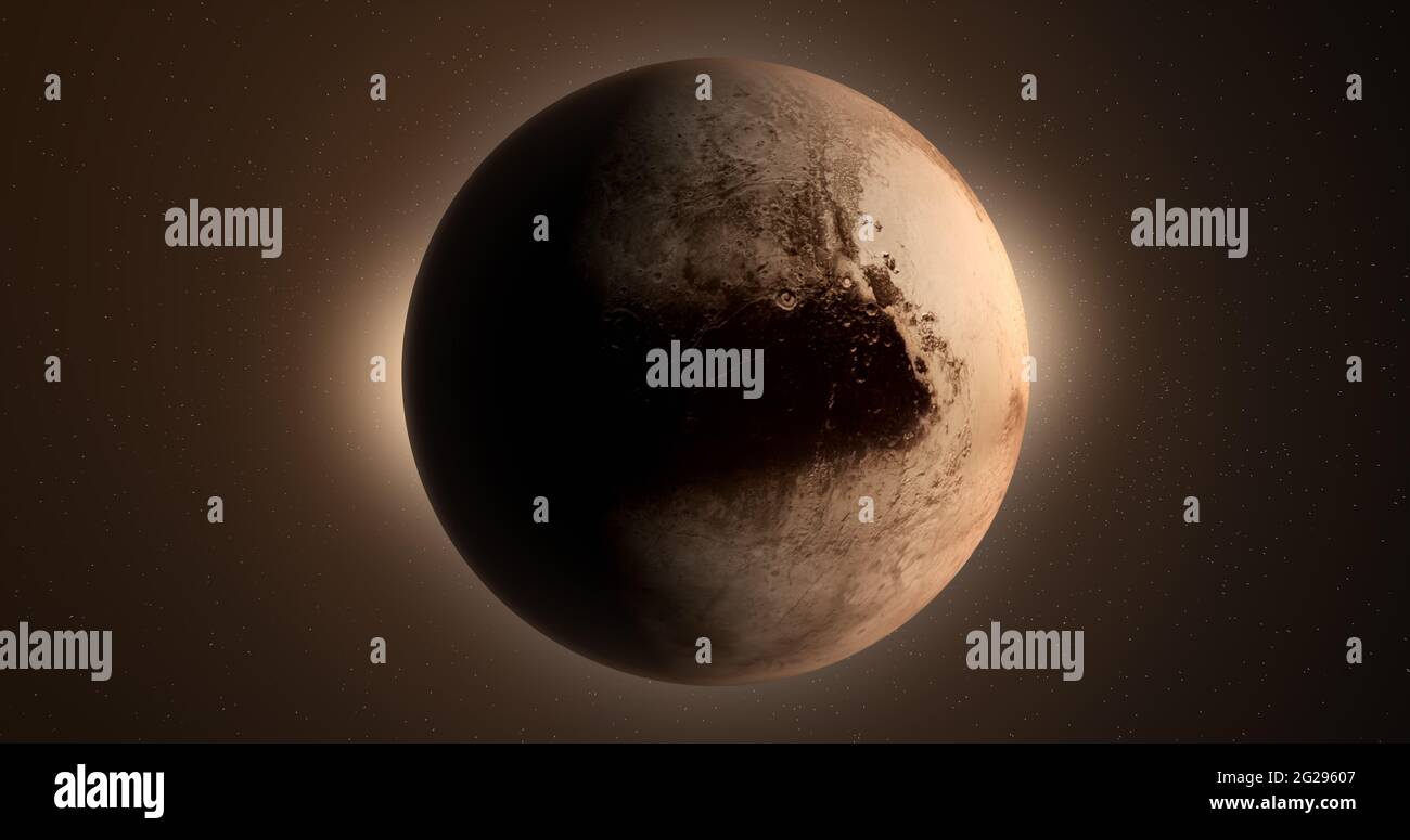 Pluto planet rotating in its own orbit in the outer space Stock Photo ...