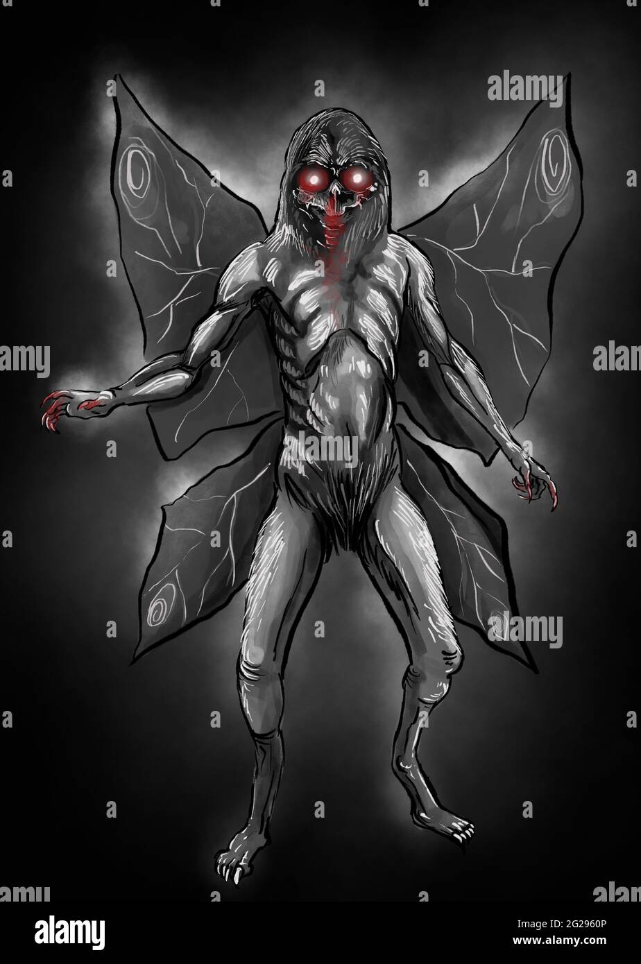 Illustration of the Mothman Stock Photo - Alamy