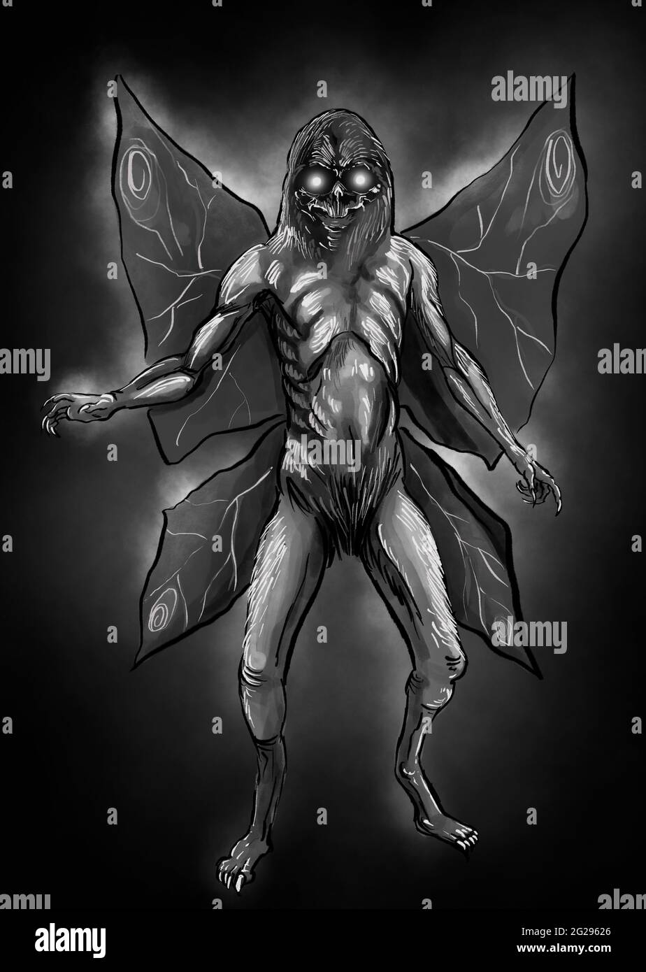 Illustration of the Mothman Stock Photo - Alamy