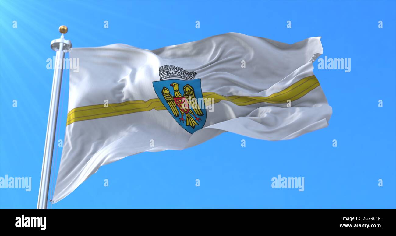 Flag of Chisinau, capital city of Republic of Moldova. 3d rendering ...