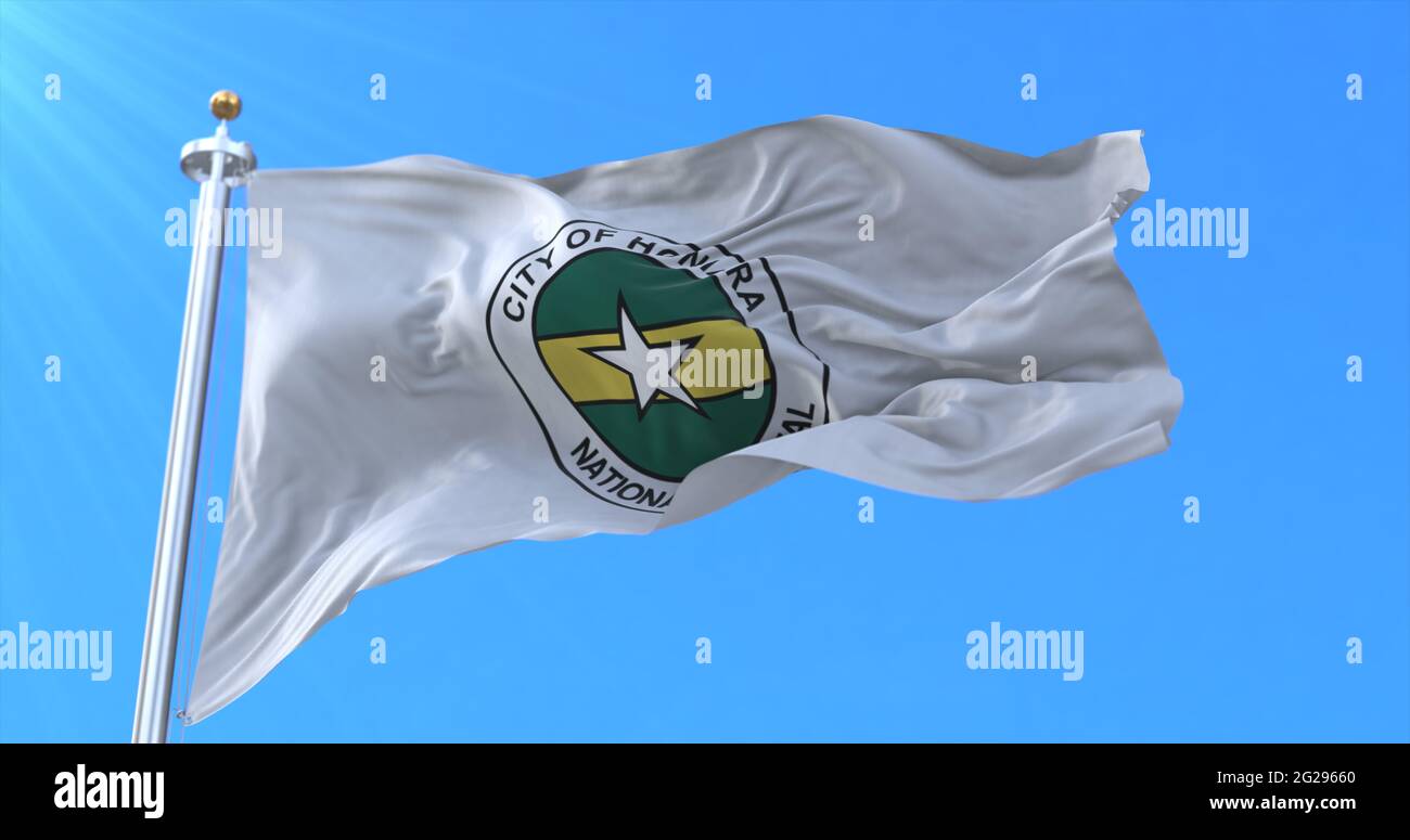Flag of Honiara, capital city of Solomon Islands. 3d rendering Stock ...