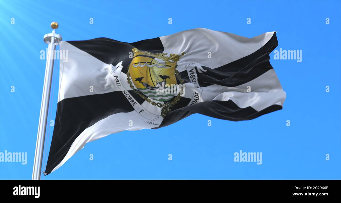 Flag of Lisbon, capital city of Portugal. 3d rendering Stock Photo - Alamy