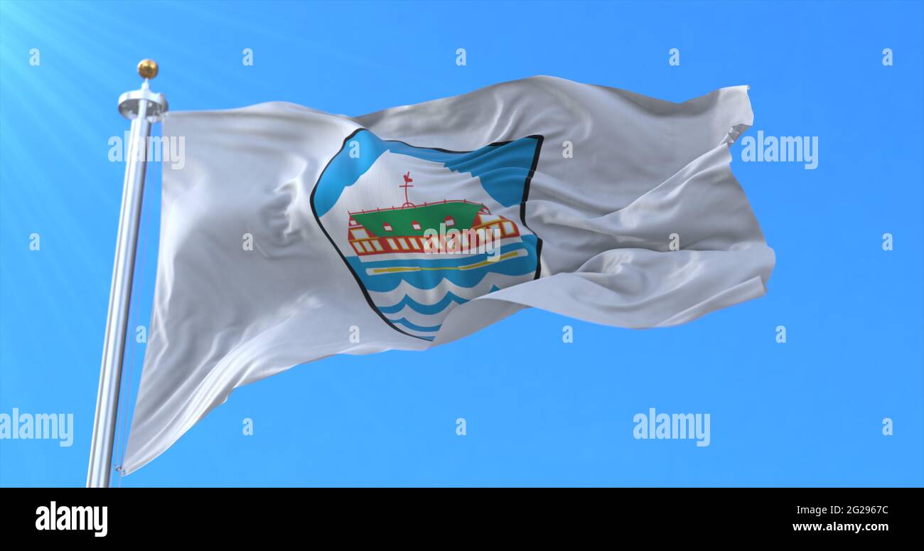 Flag of Nuuk, capital city of Greenland. 3d rendering Stock Photo - Alamy