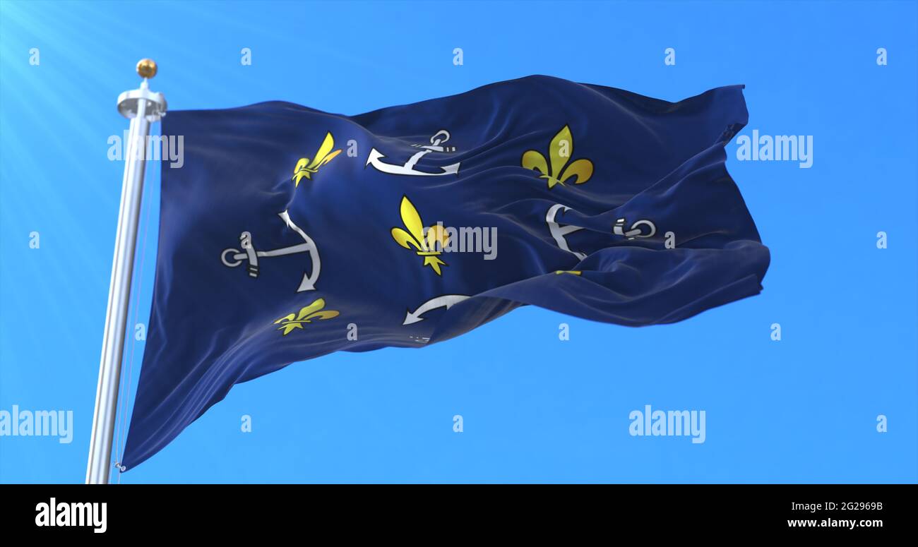 Flag of Port Louis, capital city of Mauritius. 3d rendering Stock Photo ...