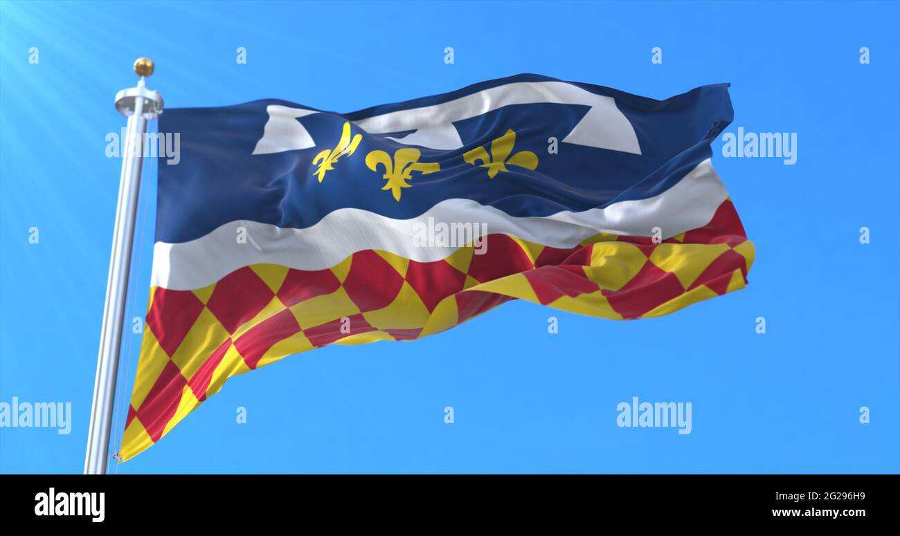 Flag of Charente in the Nouvelle-Aquitaine region, France. 3d rendering ...